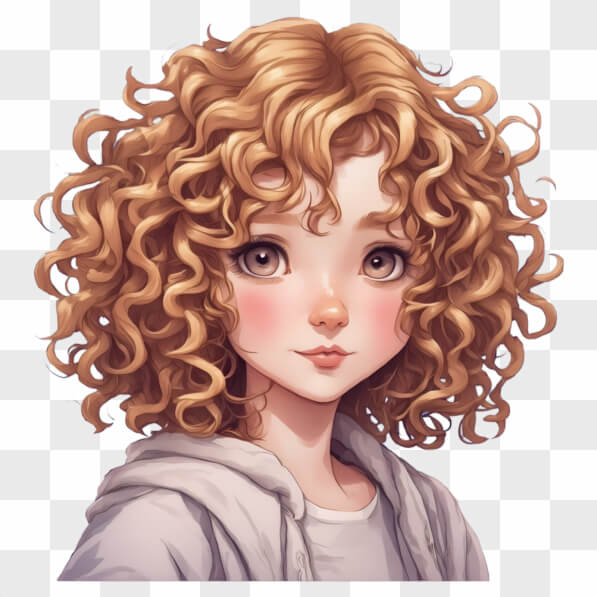 Descarga Retrato de una niña joven con cabello rizado Cartoons En Línea - Creative Fabrica