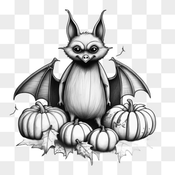 Download Whimsical Bat Character Among Pumpkins Sketches Online ...