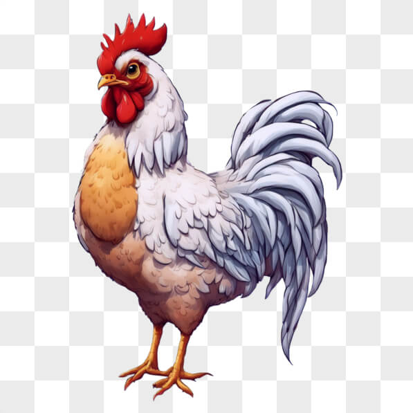 Download Illustrated Rooster with Vibrant Feathers Cartoons Online ...