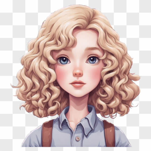 Download Illustration of a Young Girl with Curly Hair Cartoons Online ...