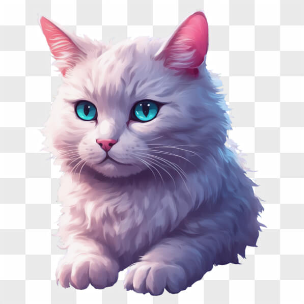 Download Fluffy White Cat with Turquoise Eyes Cartoons Online ...