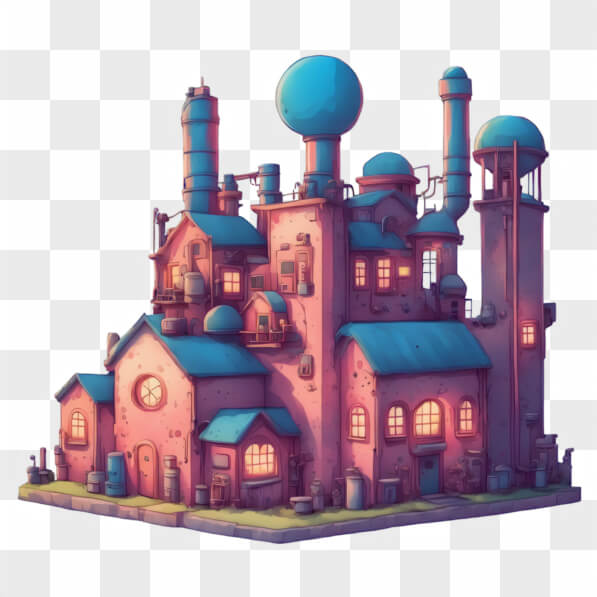 Download Whimsical Factory with Colorful Structures Cartoons Online ...