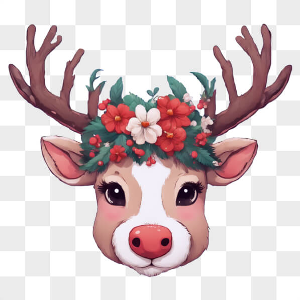 Descarga Cabeza de ciervo de dibujos animados con corona floral ...
