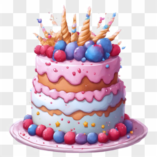 Download Whimsical Multi-Tiered Birthday Cake Cartoons Online ...