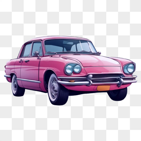 Download Vintage Pink Car Cartoons Online - Creative Fabrica