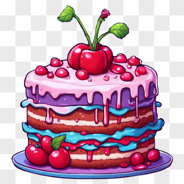 Download Colorful Layer Cake with Cherries Cartoons Online - Creative ...
