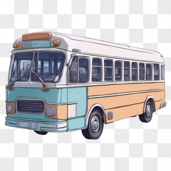 Download Vintage Bus with Teal and Orange Design Cartoons Online ...