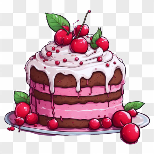 Download Delicious Layered Cake with Cherries Cartoons Online ...