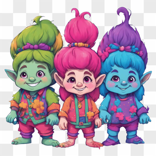 Download Colorful Troll Characters with Whimsical Hairstyles Cartoons ...