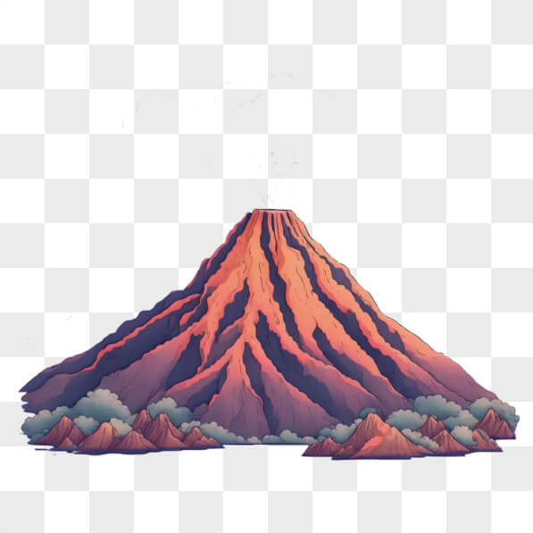 Descarga Ilustración de un volcán activo con montañas circundantes ...