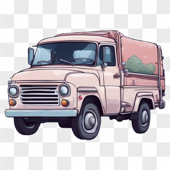 Download Vintage Pink Truck Cartoons Online - Creative Fabrica