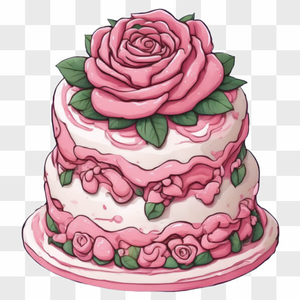 Download Elegant Pink Rose Cake Cartoons Online - Creative Fabrica