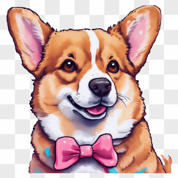 Download Cheerful Corgi with Pink Bow Tie Cartoons Online - Creative ...