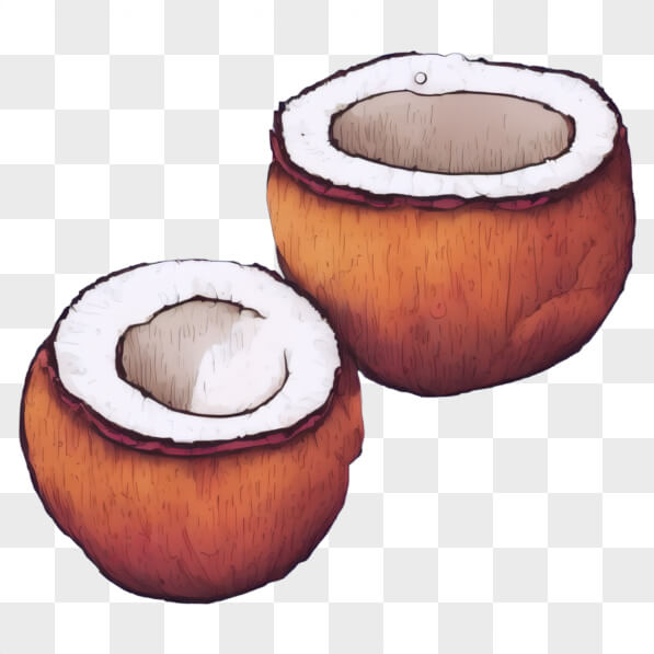 Descarga Mitades de un coco sobre fondo blanco Cartoons En Línea ...