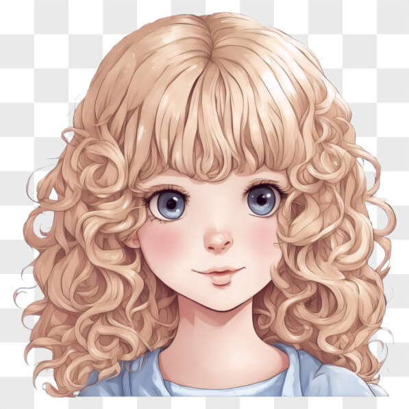 Descarga Personaje ilustrado con cabello rubio rizado y ojos azules ...