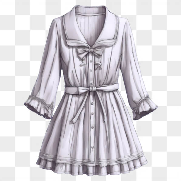 Download Elegant White Dress with Ruffles Cartoons Online - Creative ...