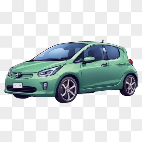 Download Stylized Green Compact Car Cartoons Online - Creative Fabrica