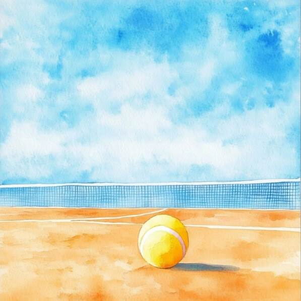 Download Watercolor Tennis Scene with Ball and Net Backgrounds Online ...