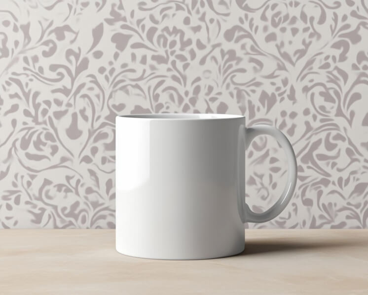 Download White Mug with Floral Wallpaper Background Mockups Online ...