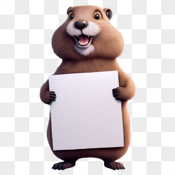 Download Cheerful Cartoon Groundhog Holding a Blank Sign Cartoons ...
