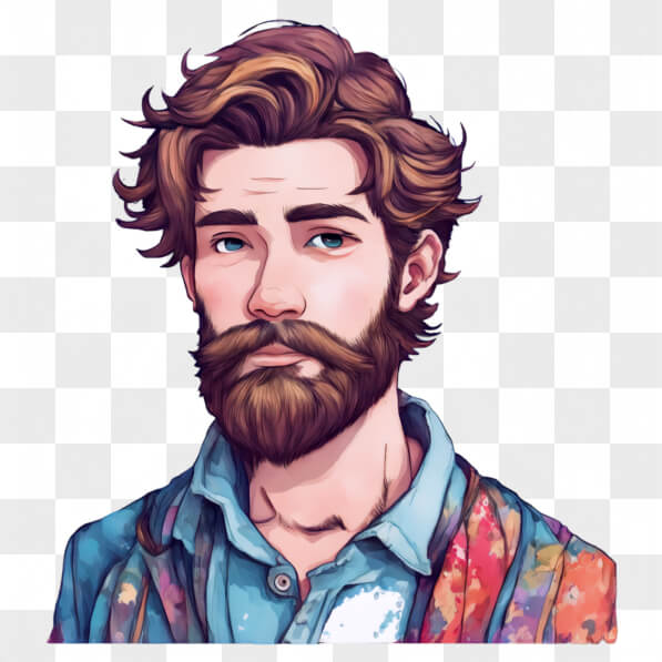 Download Stylized Portrait of an Artist with a Bushy Beard Cartoons ...