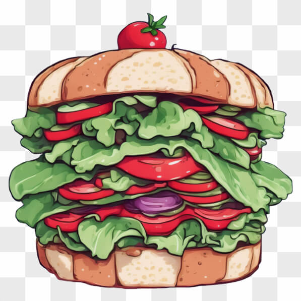 Download Stacked Vegetable Sandwich Cartoons Online - Creative Fabrica