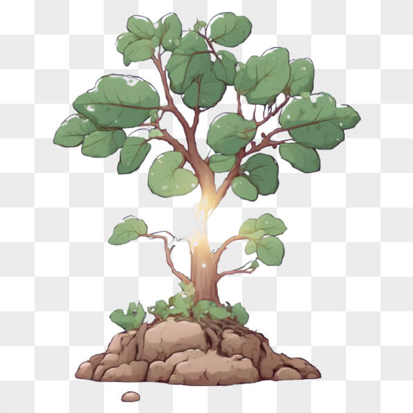 Download Stylized Tree with Glowing Aura Cartoons Online - Creative Fabrica