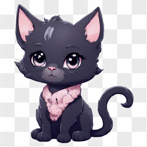 Download Cute Cartoon Cat with Shiny Black Coat and Turquoise Eyes ...
