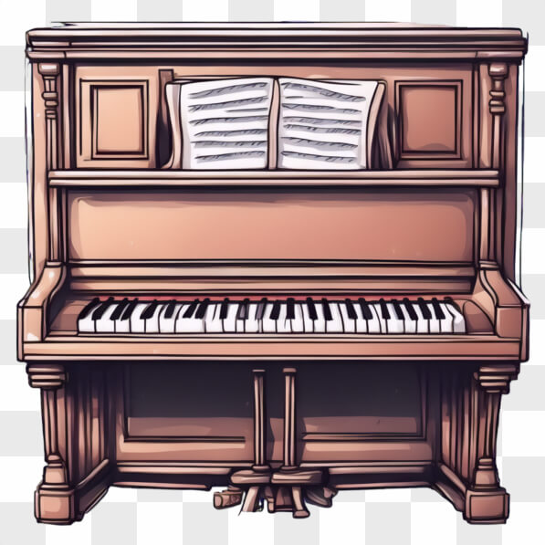 Baixe Piano de Madeira com Partitura Cartoons - Creative Fabrica