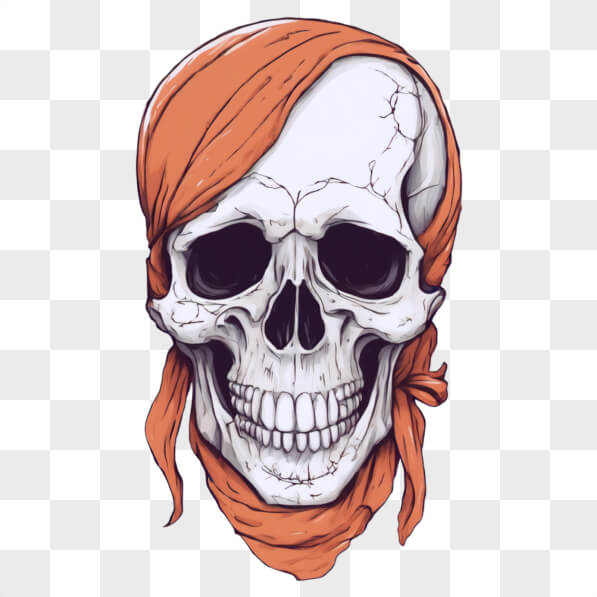 Baixe Caveira Estilizada com Cachecol Laranja Cartoons - Creative Fabrica