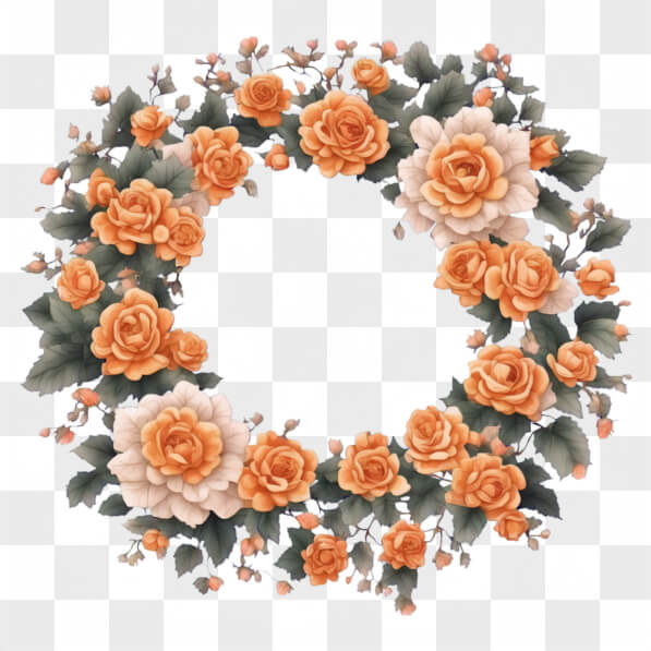 Download Floral Wreath of Orange and Cream Roses Cartoons Online ...