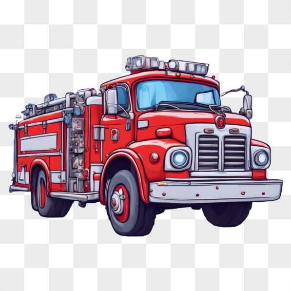 Download Vintage Red Fire Truck Cartoons Online - Creative Fabrica