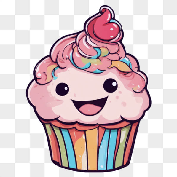 Download Cheerful Cartoon Cupcake Cartoons Online - Creative Fabrica