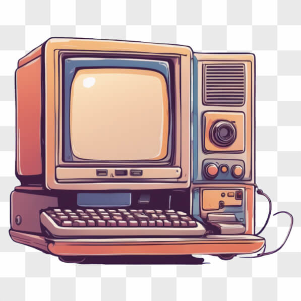 Download Vintage Computer with Keyboard Cartoons Online - Creative Fabrica