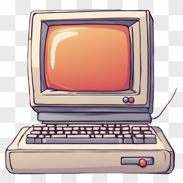 Download Vintage Computer with Orange Screen Cartoons Online - Creative ...