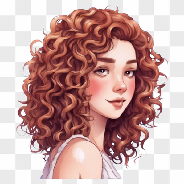 Descarga Retrato de una joven con cabello rizado Cartoons En Línea - Creative Fabrica