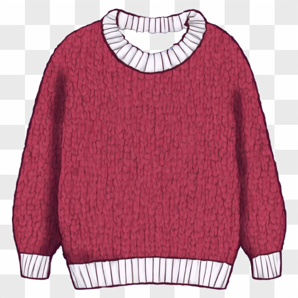 Download Cozy Knitted Sweater in Maroon and White Cartoons Online ...