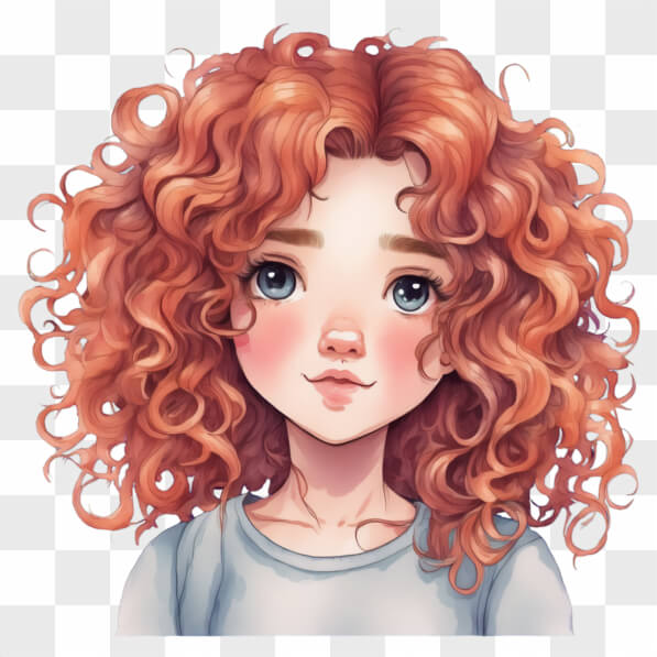 Descarga Ilustración de una niña alegre con cabello rizado rojo Cartoons En Línea - Creative Fabrica