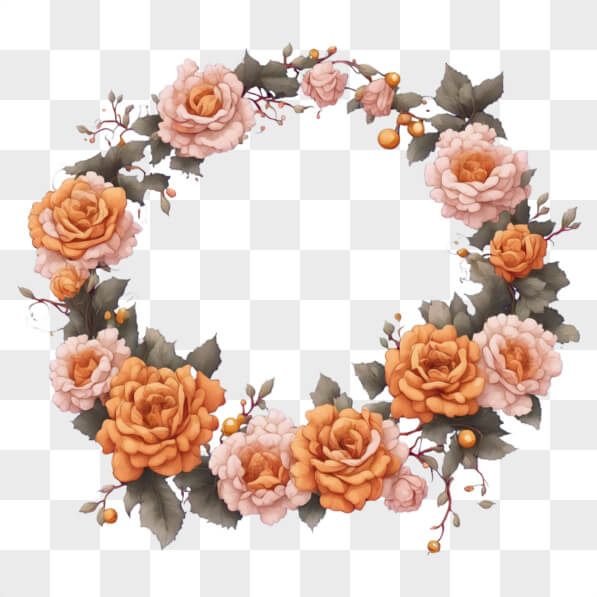 Download Floral Wreath with Peach and Orange Roses Cartoons Online ...