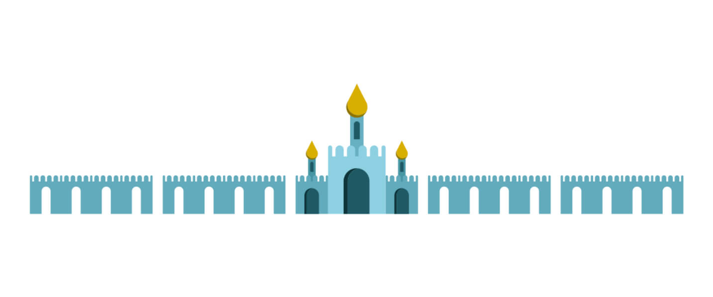Download Stylized Castle with Turquoise Walls and Yellow Domes Borders ...