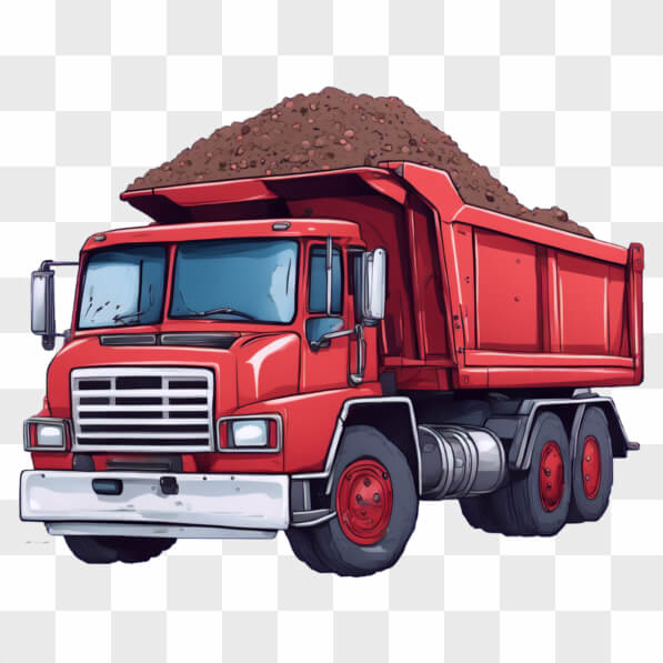 Download Red Dump Truck Loaded with Dirt Cartoons Online - Creative Fabrica