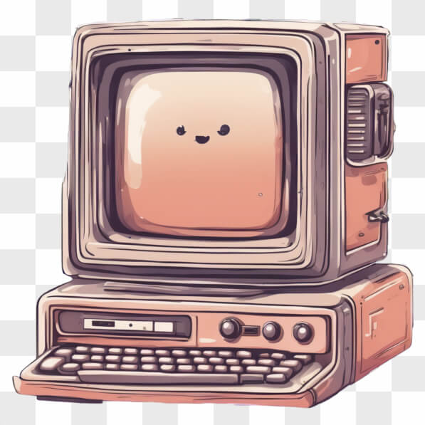Download Cute Vintage Computer with Smiling Screen Cartoons Online ...