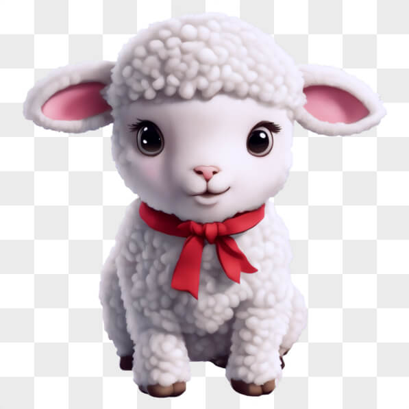 Download Cute Cartoon Lamb with Red Ribbon Cartoons Online - Creative ...