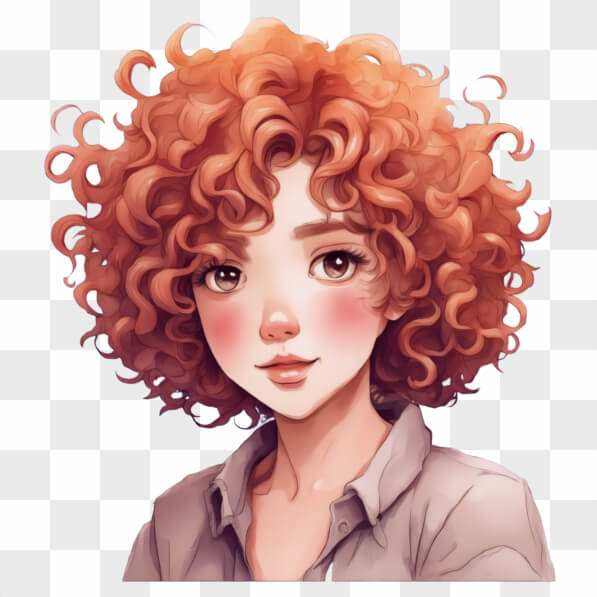 Download Stylized Portrait of a Young Person with Curly Hair Cartoons ...