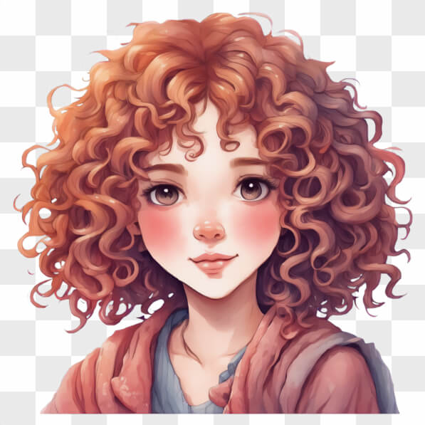 Download Portrait of a Girl with Curly Hair Cartoons Online - Creative ...