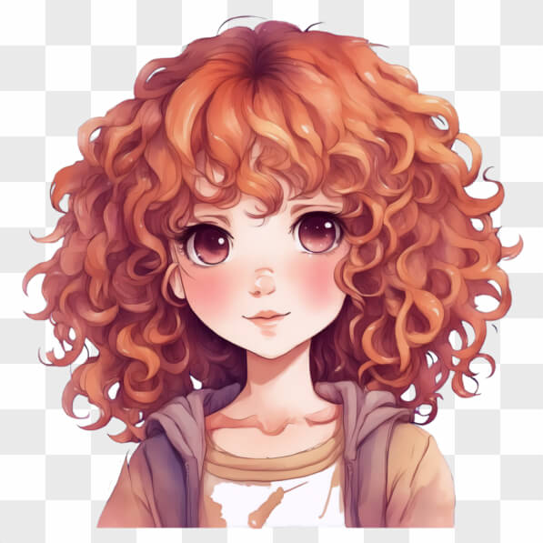 Download Stylized illustration of a young girl with curly hair Cartoons ...