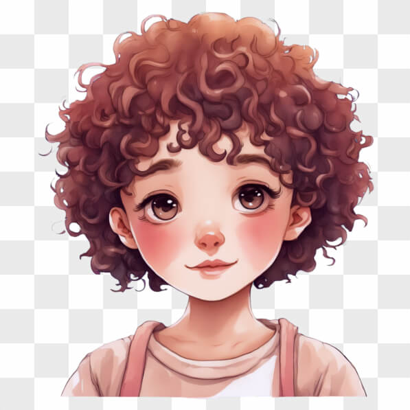 Descarga Retrato de una niña joven con cabello rizado Cartoons En Línea - Creative Fabrica