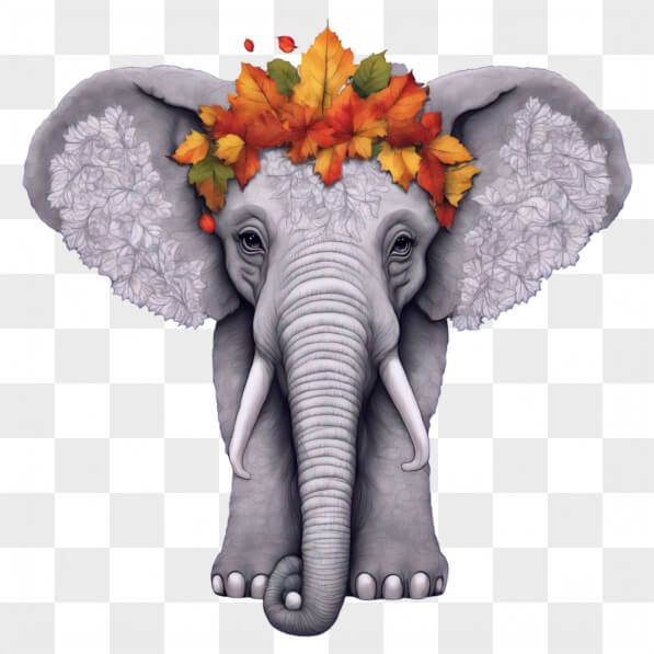 Download Artistic Elephant with Autumn Leaves Cartoons Online ...