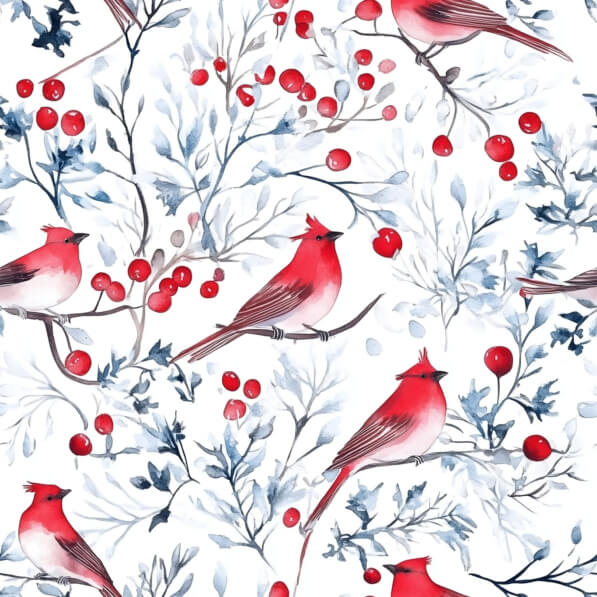 Download Pattern of Red Cardinals and Berries Patterns Online ...