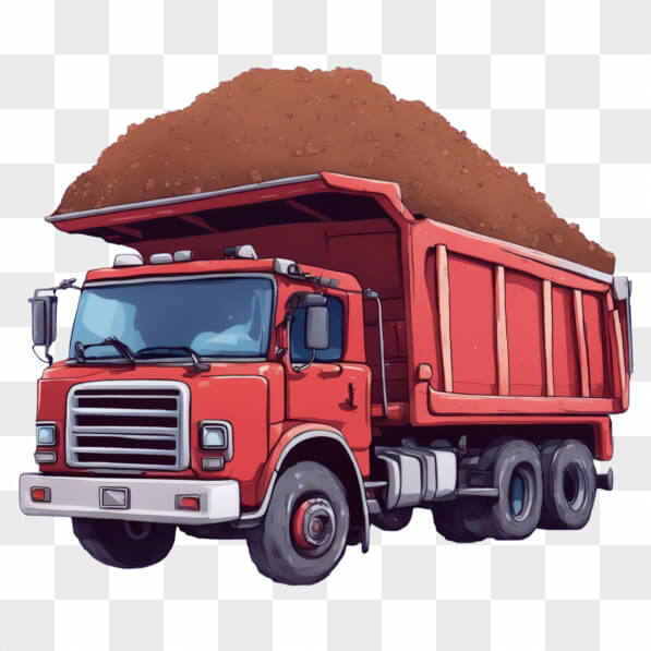 Download Red Dump Truck Loaded with Dirt Cartoons Online - Creative Fabrica